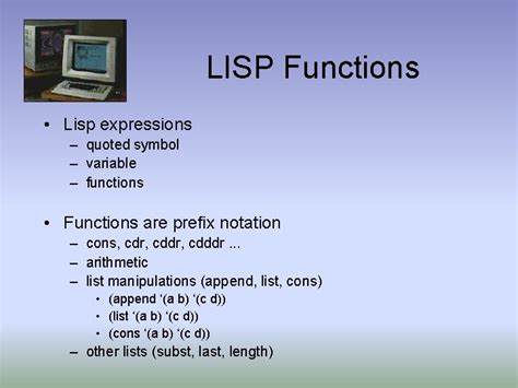 Introduction To Artificial Intelligence Lisp Ruth Bergman Fall