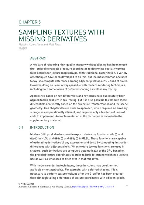 Pdf Sampling Textures With Missing Derivatives