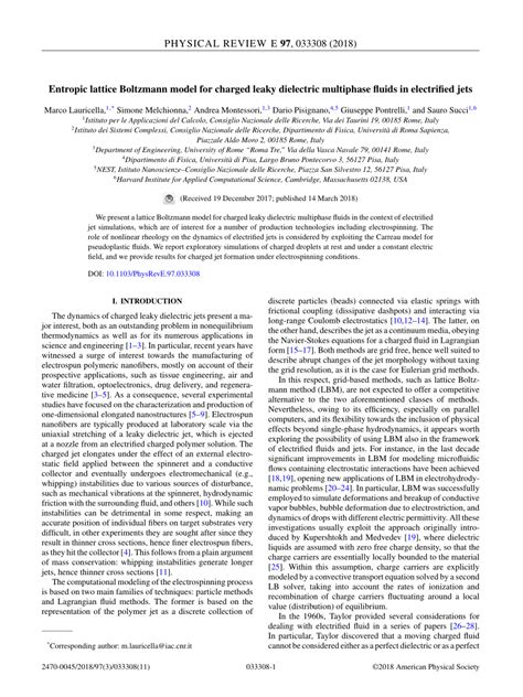 Pdf Entropic Lattice Boltzmann Model For Charged Leaky Dielectric Multiphase Fluids In