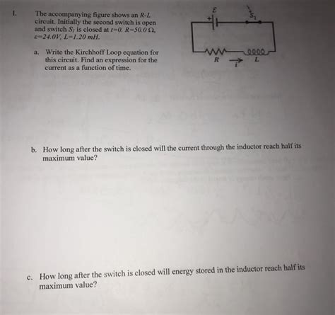 solved i the accompanying figure shows an r l circuit