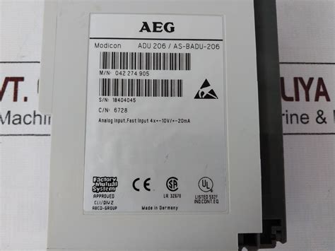 Aeg Modicon Adu As Badu Analog Input Module Aeliya Marine