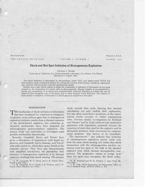 Pdf Shock And Hot Spot Initiation Of Homogeneous Explosives
