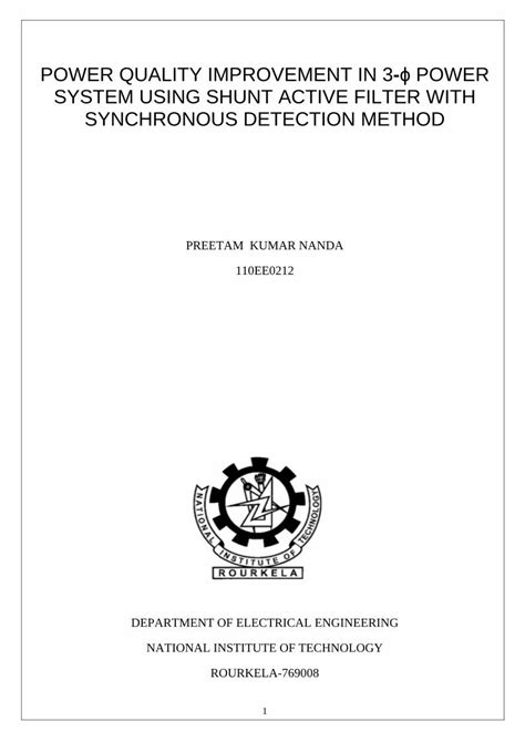 Pdf Power Quality Improvement In 3 ϕ Power System Using Ethesis