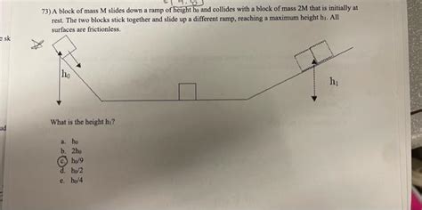 Solved A Block Of Mass M Slides Down A Ramp Of Height Ho Chegg