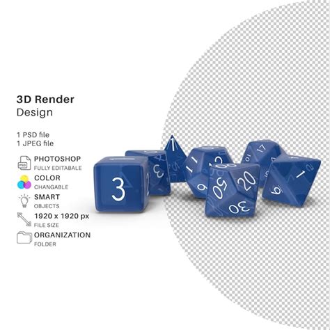 Premium PSD Role Playing Game Dice D Modeling Psd File Realistic Dice