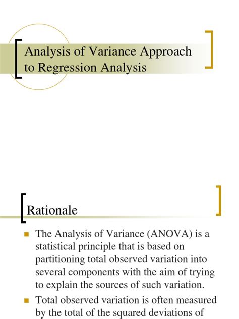 An Analysis Of Variance Approach To Testing The Significance Of The Slope Coefficient In Simple
