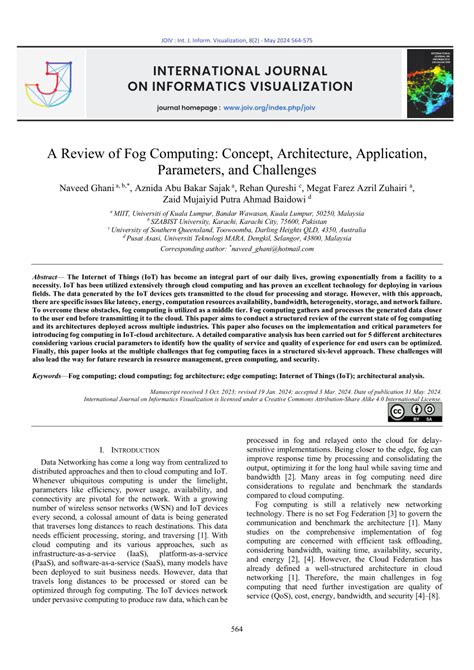 Pdf A Review Of Fog Computing Concept Architecture Application