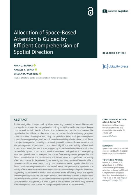 Pdf Allocation Of Space Based Attention Is Guided By Efficient Comprehension Of Spatial Direction