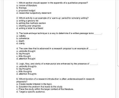 solved 1 which section should appear in the appendix of a