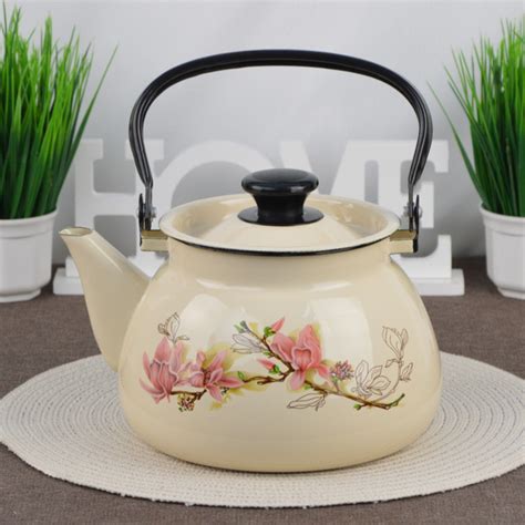 Чайник эмалированный 3 5л сферический Магнолия металлическая ручка купить с доставкой по