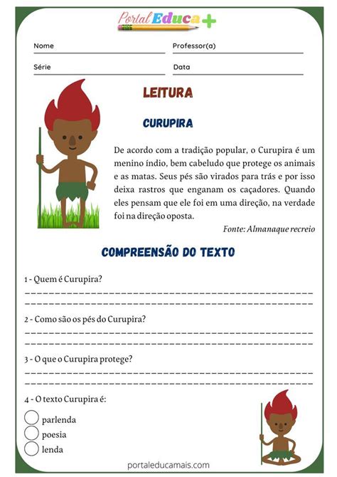Atividade Lenda Curupira Atividades Lendas Do Folclore Atividades