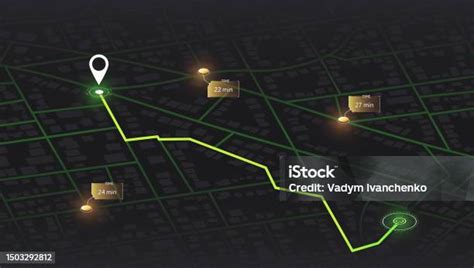 미래형 경로 대시보드 Gps 지도 추적 탐색 및 경로 추적을 위한 최첨단 기술 실시간 업데이트 인터랙티브 기능 및 미래 지향적인 디자인 벡터 일러스트레이션 0명에 대한 스톡