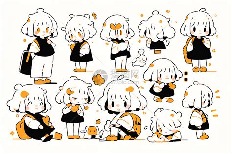 黑白卡通人物插画图片下载 正版图片601006470 摄图网