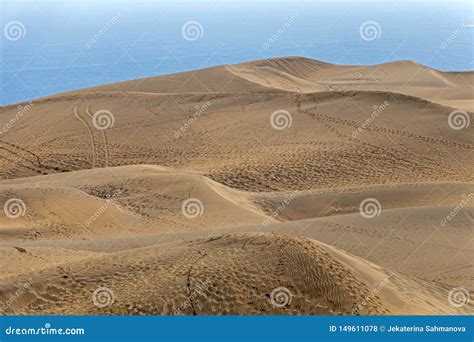 View Across The Desert Landscape Of Concon Dunes A Large Area Of Sand