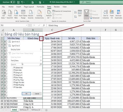 cách lọc dữ liệu trong excel phần 1