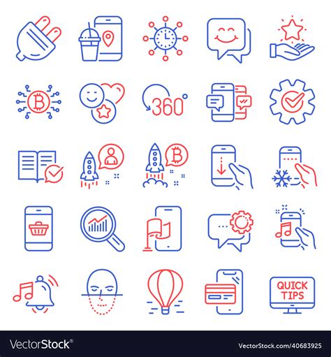 Technology Icons Set Included Icon As Approved Vector Image