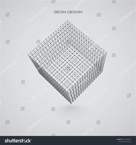 D Wireframe Cube Vector Illustration Stock Vector Royalty Free Shutterstock