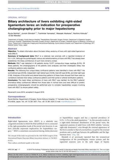 Pdf Biliary Architecture Of Livers Exhibiting Right Sided Ligamentum