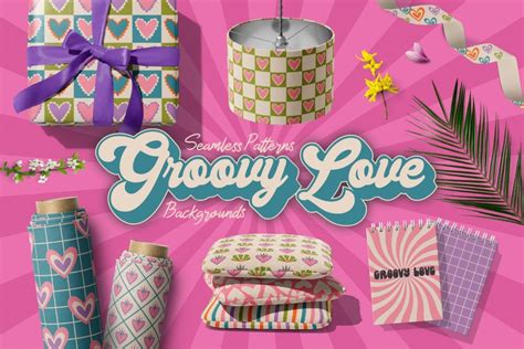 Groovy Love Seamless Patterns Design Cuts