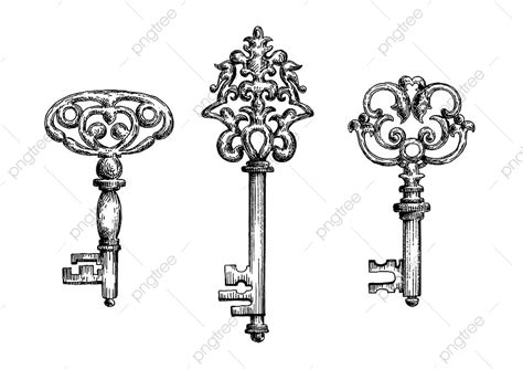 Skeleton Keys Vector Png Images Old Vintage Key Skeletons Set Secure Silhouette Key Png