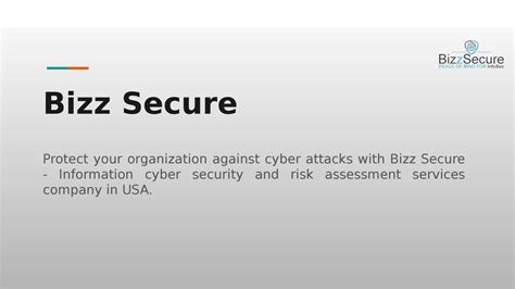 Bizz Secure Information Cyber Security Consulting And It Risk Assessment Services By Bizz