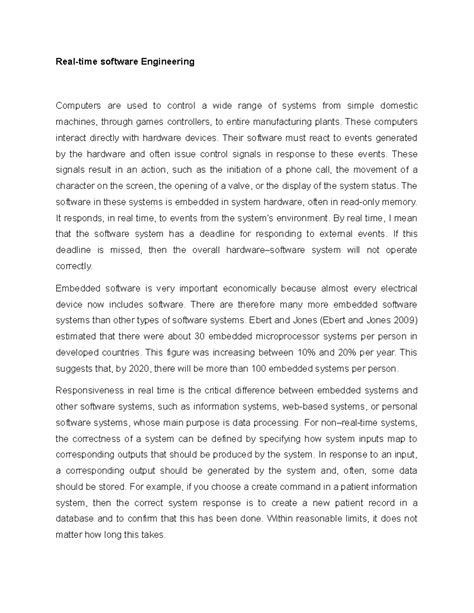 Real Time Software Engineering Real Time Software Engineering Computers Are Used To Control A