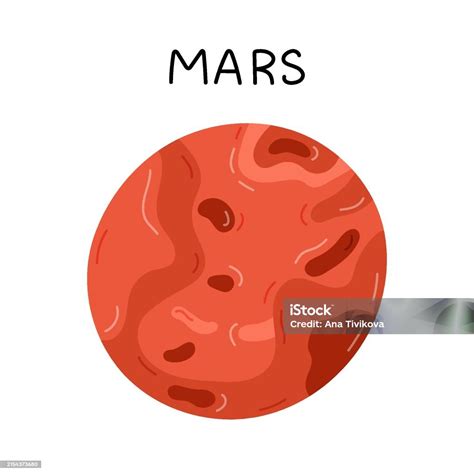 귀여운 손으로 그린 만화 화성입니다 태양계와 은하계의 행성 흰색 바탕에 고립된 유치한 간단한 낙서 천문학 어린이 교육 우주 인포 그래픽 점성술 디자인을위한 천체 0명에 대한