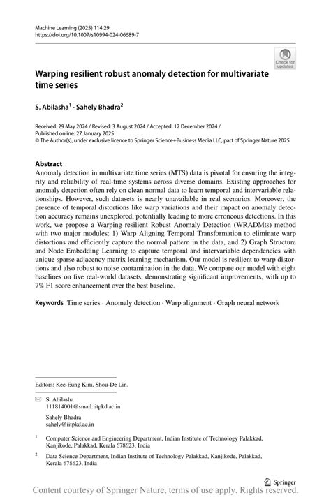 Warping Resilient Robust Anomaly Detection For Multivariate Time Series
