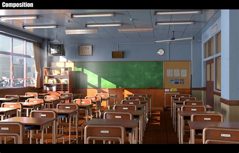 Artstation Japanese Classroom 3d Model