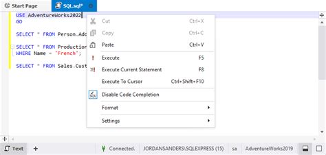 Execute Sql Statements