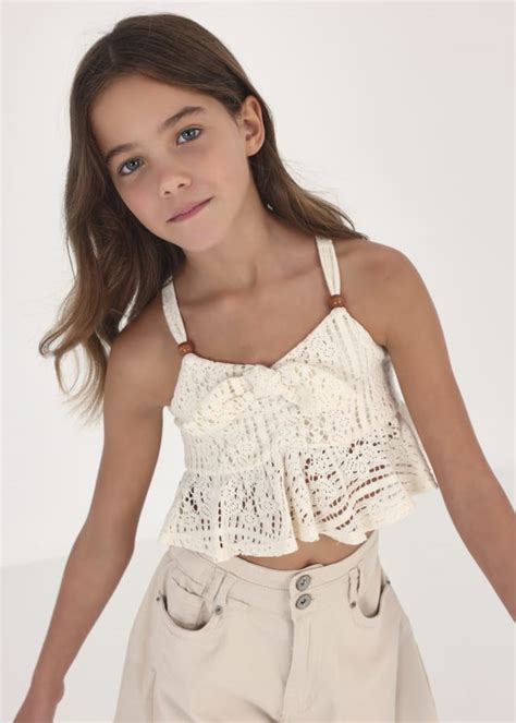 Top De Crochet Para Chica La Flor Azul