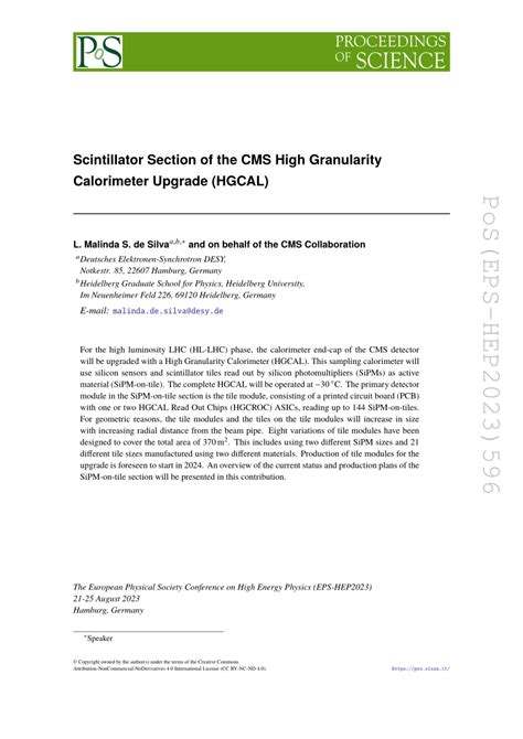 Pdf Scintillator Section Of The Cms High Granularity Calorimeter Upgrade Hgcal