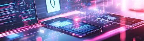 Desktop And Mobile Phone With Holographic Finance App And Flexible Workspace Text Concept As