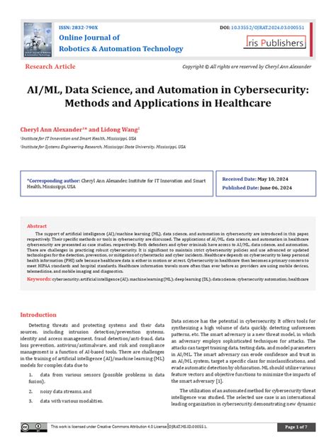 Aiml Data Science And Automation In Cybersecurity Pdf Security