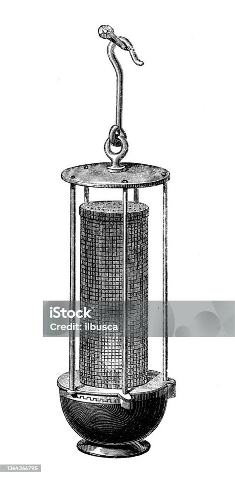 19세기 산업 기술 및 장인정신의 골동품 일러스트 광산 램프 양초 등불 및 횃불 19세기에 대한 스톡 벡터 아트 및 기타 이미지