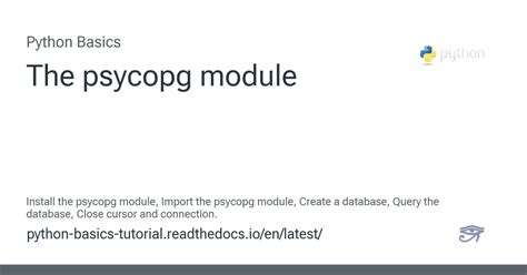 The Psycopg Module Python Basics