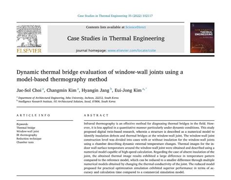 이지솔루션즈 논문 Dynamic Thermal Bridge Evaluation Of Window Wall Joints Using A Model Based