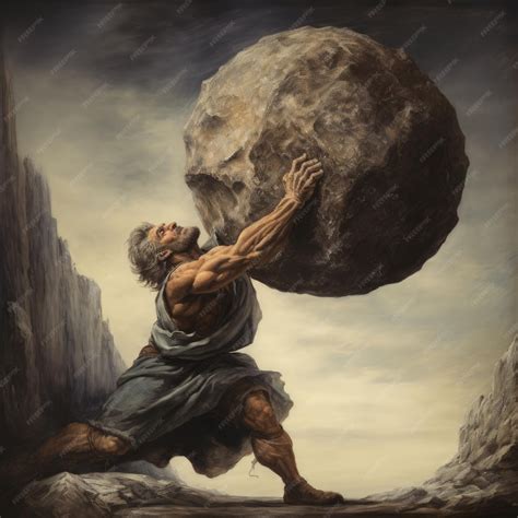 Premium Photo Sisyphus Is Pushing A Rock Up A Mountain The Enduring