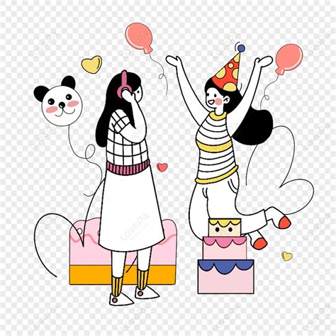 손으로 그린 생일 케이크 일러스트 선물 상자 모자 그림제비꽃어린이 Png 일러스트 무료 다운로드 Lovepik