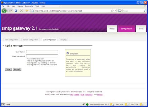 Screen Shots For Smtp Gateway