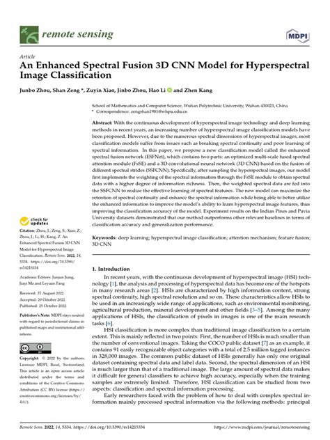 Remote Sensing An Enhanced Spectral Fusion 3d Cnn Model For