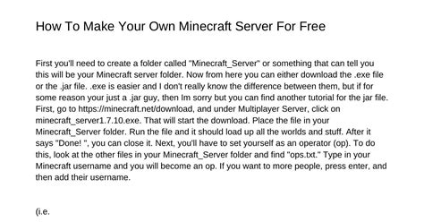 How To Make Your Own Minecraft Server For Freevfkigpdfpdf Docdroid
