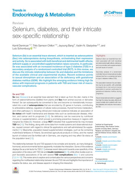 Selenium Diabetes And Their Intricate Sex Specif Pdf Selenium