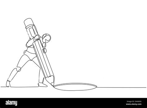 continuous one line drawing robot making circle of holes with large