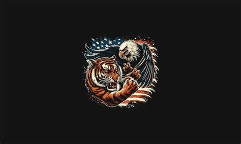 Premium Vector Tiger Fight With Eagle Vector Flat Design