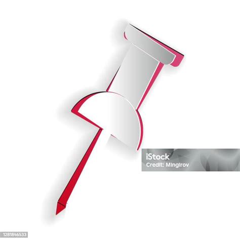 흰색 배경에 격리된 푸시 핀 아이콘을 용지 잘라냅니다 엄지 손가락 기호 종이 아트 스타일 벡터 건강관리와 의술에 대한 스톡 벡터