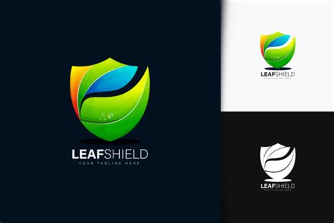 Colorful Gradient Leaf Shield Logo Graphic By Aglonemadesign · Creative Fabrica