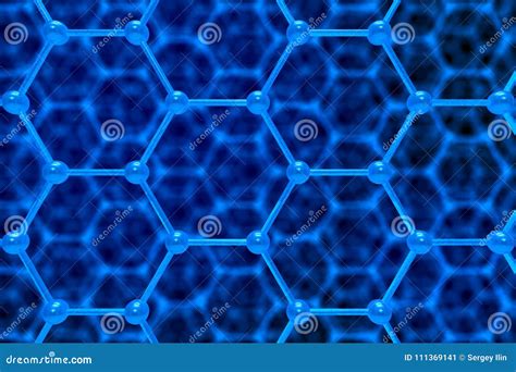 Molecule Structure On Blue Background 3d Illustration Stock