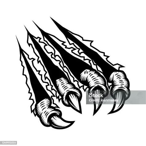 몬스터 발톱은 배경을 긁적 포스터 티셔츠 장식용 벡터 일러스트레이션 갈고리 발톱에 대한 스톡 벡터 아트 및 기타 이미지 갈고리 발톱 갈기갈기 찢어진 고리 발톱