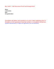 Cell Strcuture Post Lab Assignment Bio Cell Sturcture Post Lab Assignment Name Lab